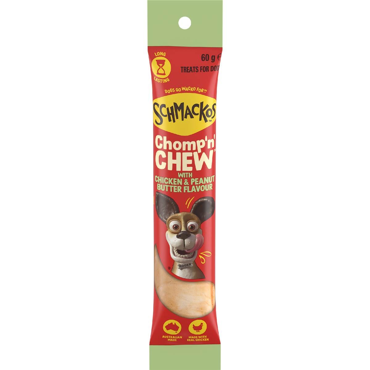 Schmackos Chomp N Chew Peanut Butter & Chicken Large Dog Treats 60g ...