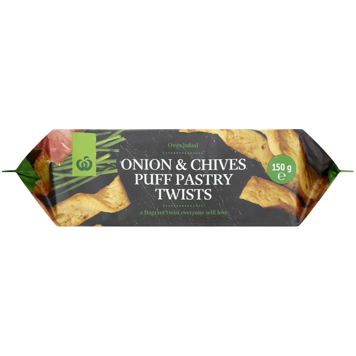 Woolworths Onion & Chives Puff Pastry Twists 150g | Woolworths