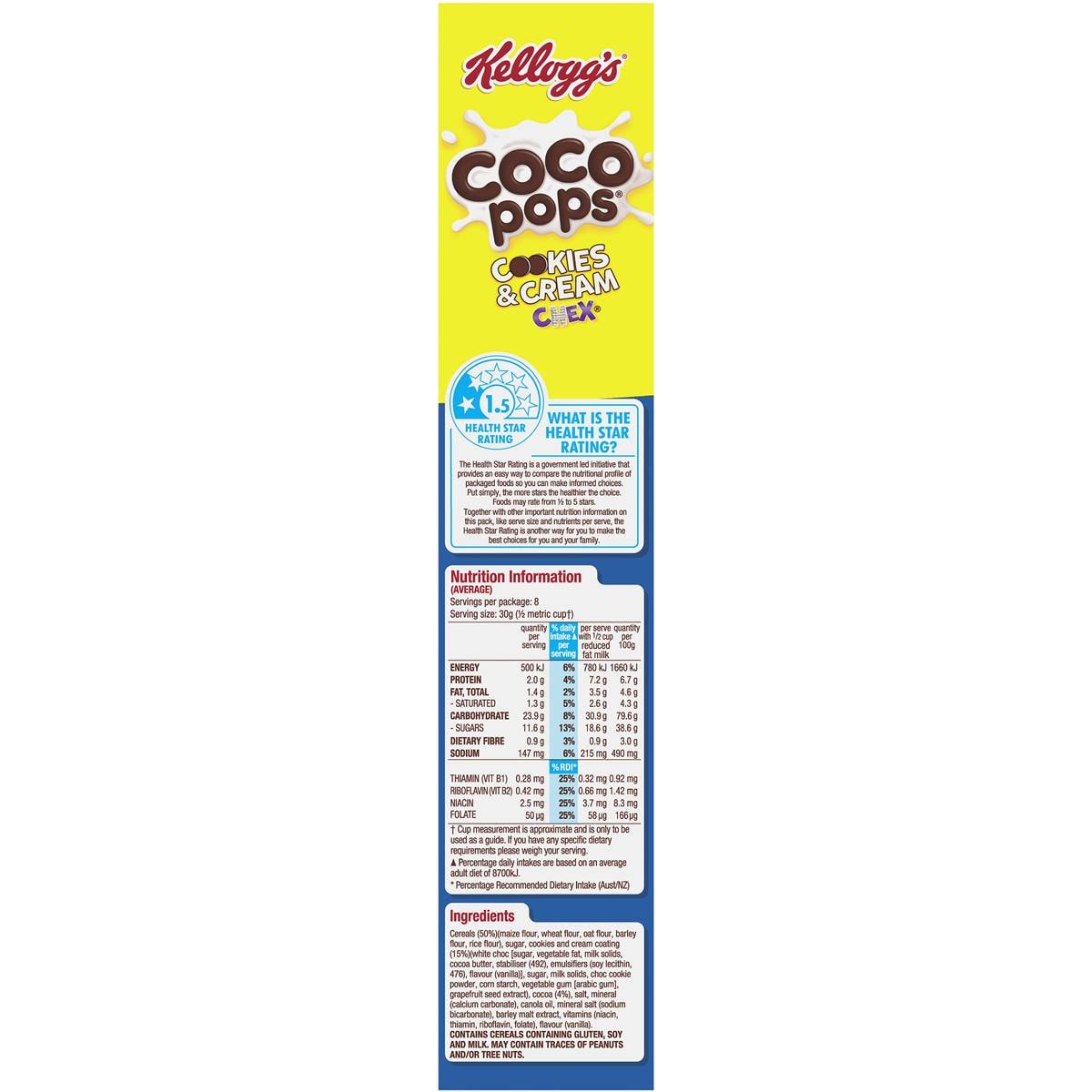 Kellogg's Coco Pops Chex Cookies & Cream Cereal 260g | Woolworths