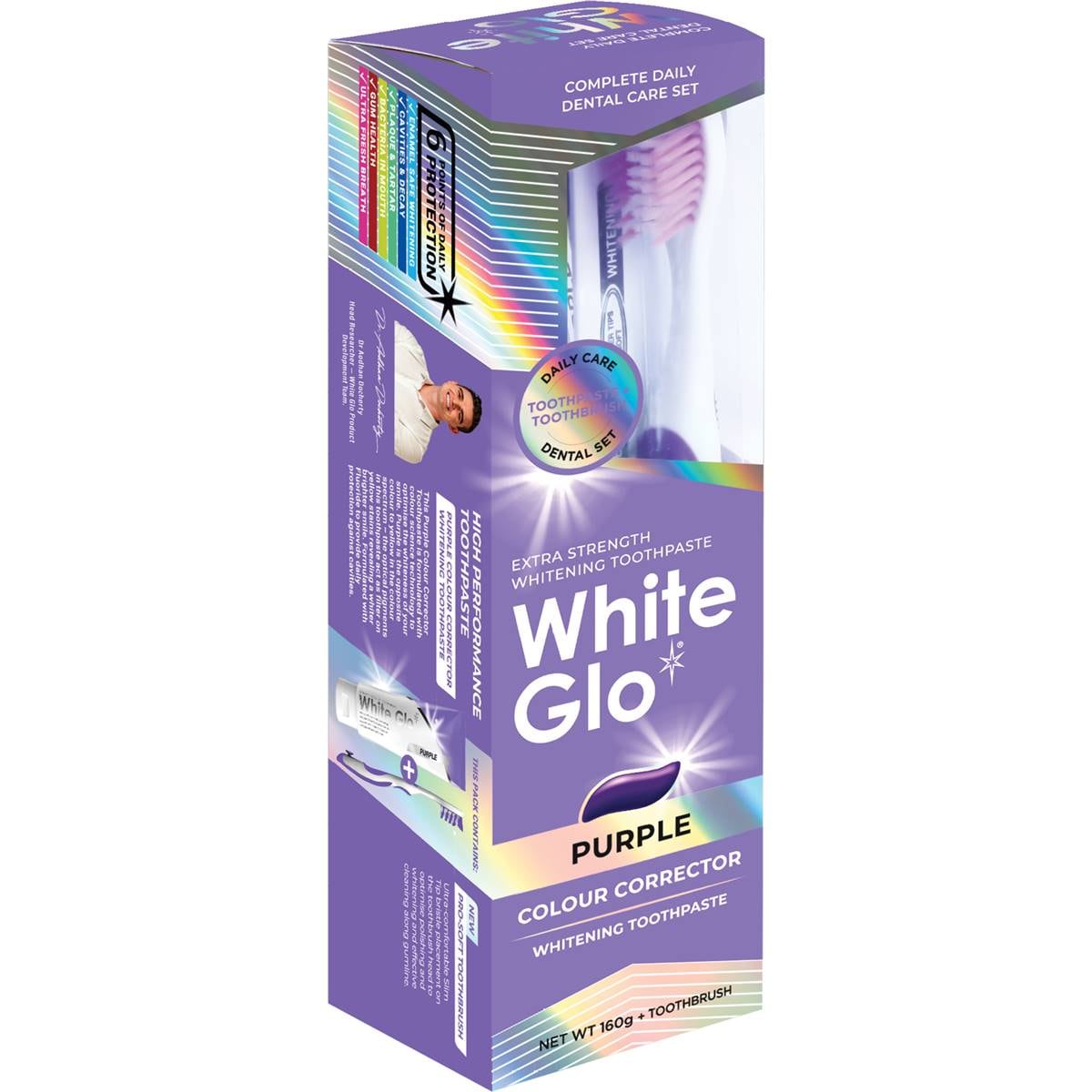 White Glo Purple Colour Corrector Whitening Toothpaste 160g | Woolworths