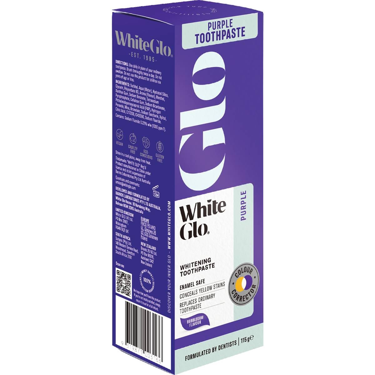 White Glo Purple Whitening Toothpaste 115g | Woolworths