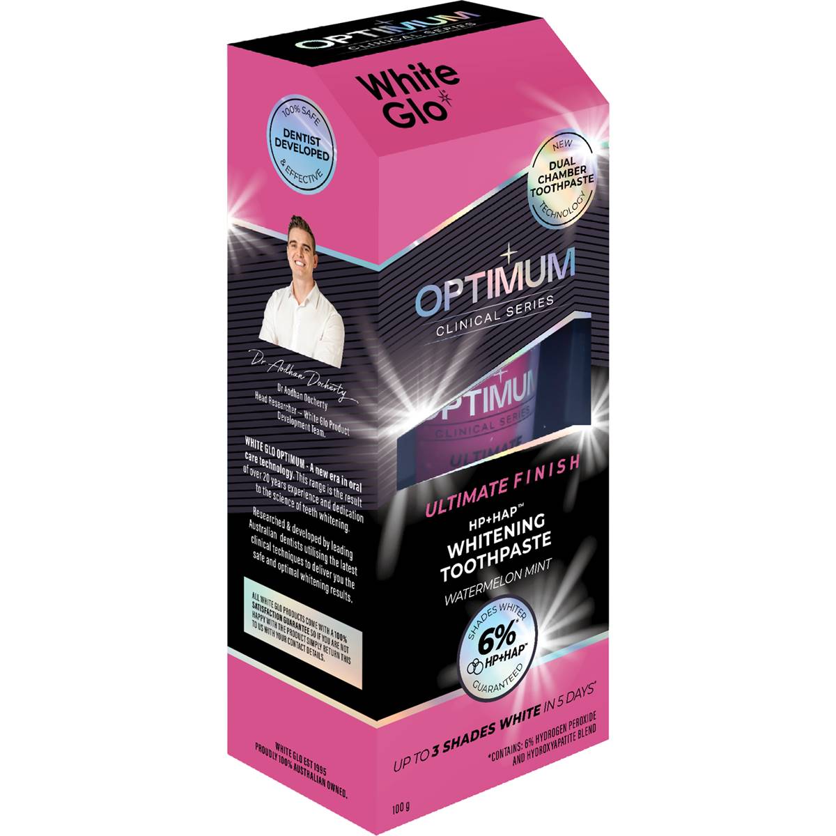 White Glo Optimum Whitening Toothpaste Watermelon Mint 100g | Woolworths