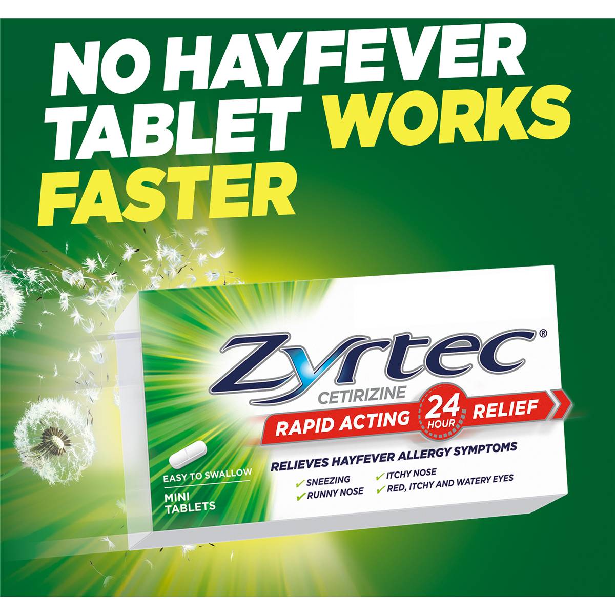 Zyrtec Rapid Acting Allergy & Hayfever Antihistamine Tablets 10 Pack ...