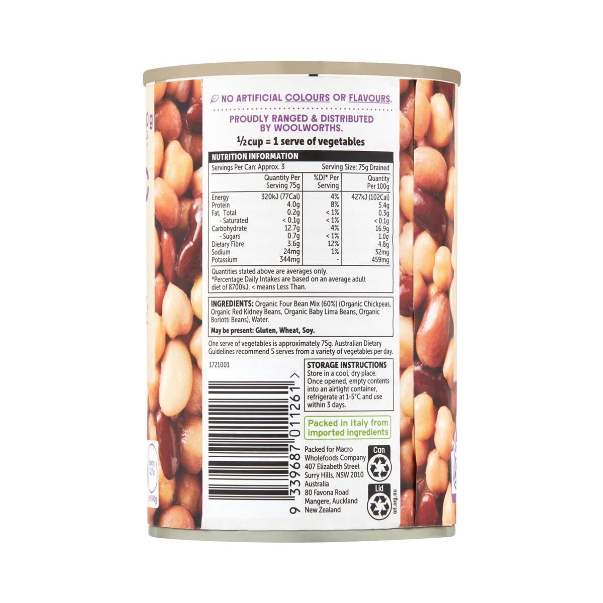 Macro Organic 4 Bean Mix No Added Salt 420g | Woolworths
