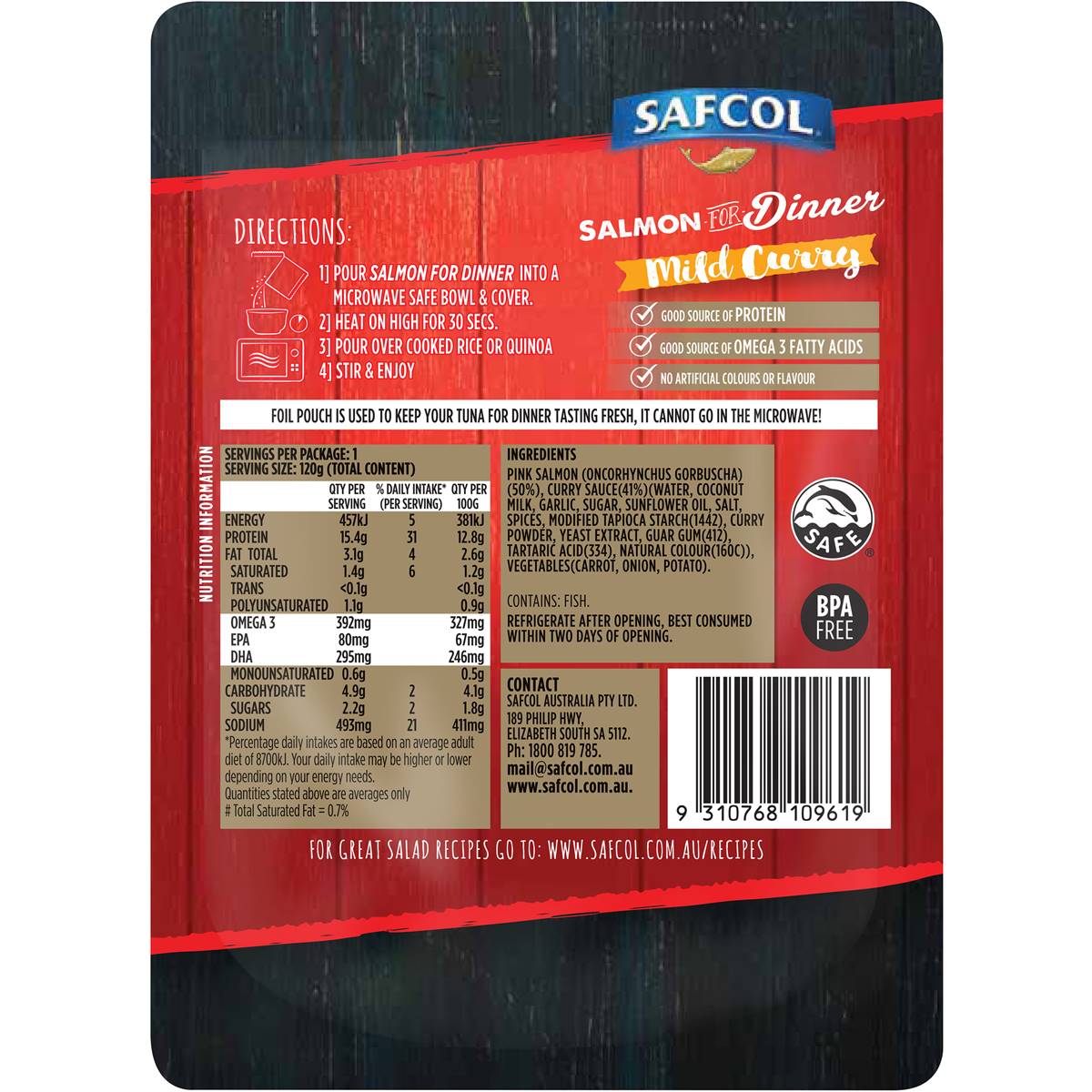 Safcol Salmon Mild Indian Curry Dinner 120g | Woolworths