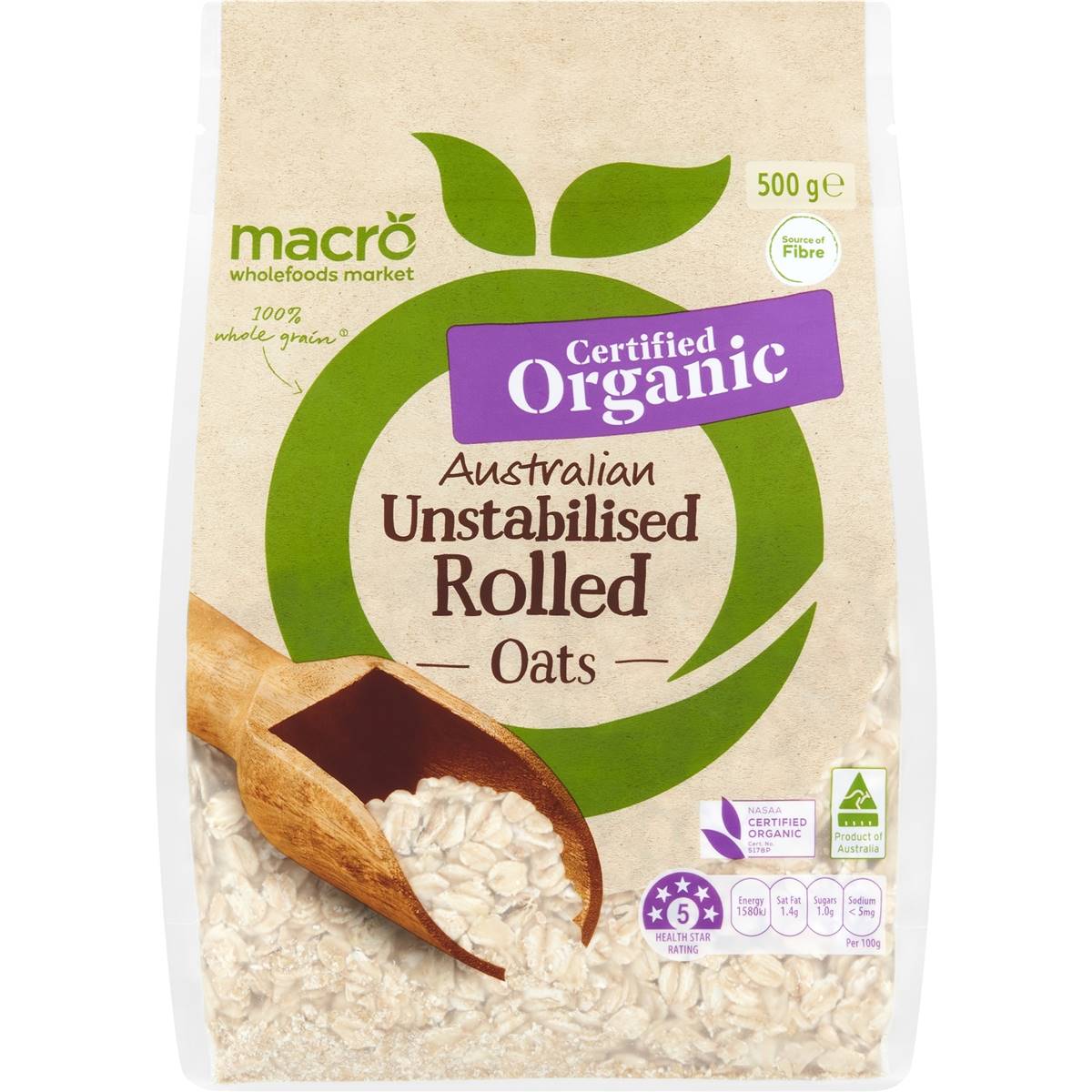 Macro Organic Oats Rolled Unstabilised 500g | Woolworths