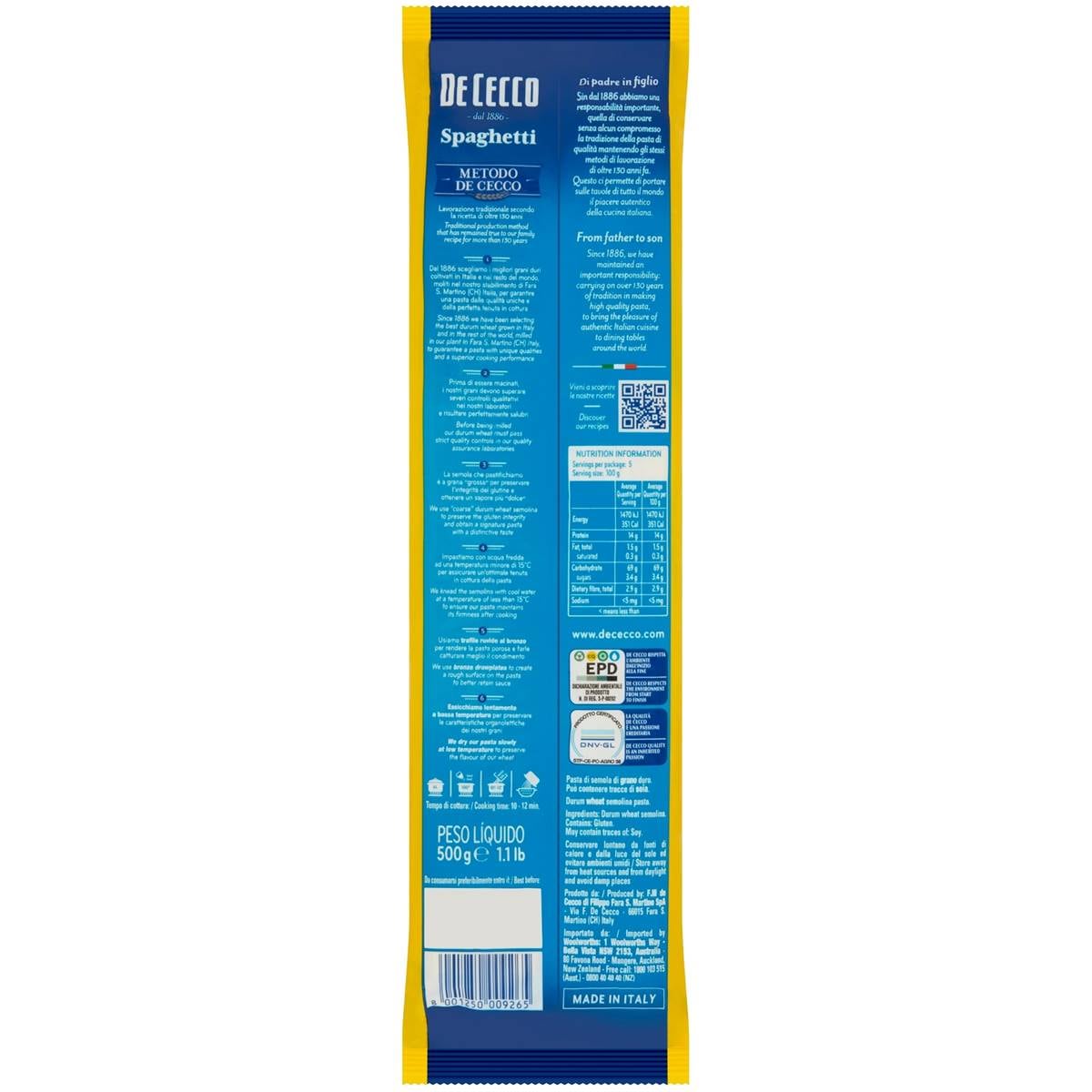 De Cecco Spaghetti No. 12 500g | Woolworths