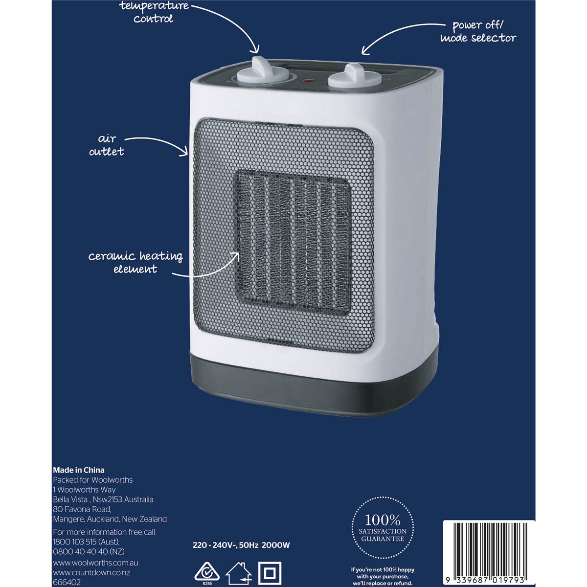 Adesso Oscillating Ceramic Heater Each | Woolworths