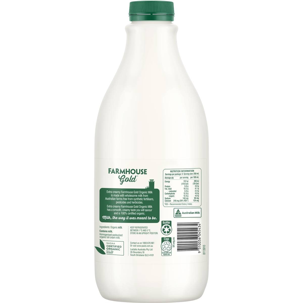 Pauls Farmhouse Gold Organic Milk 1.5l | Woolworths
