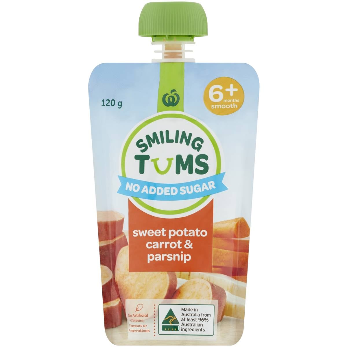 Woolworths Smiling Tums 6 Months+ Sweet Potato Carrot & Parsnip 120g ...