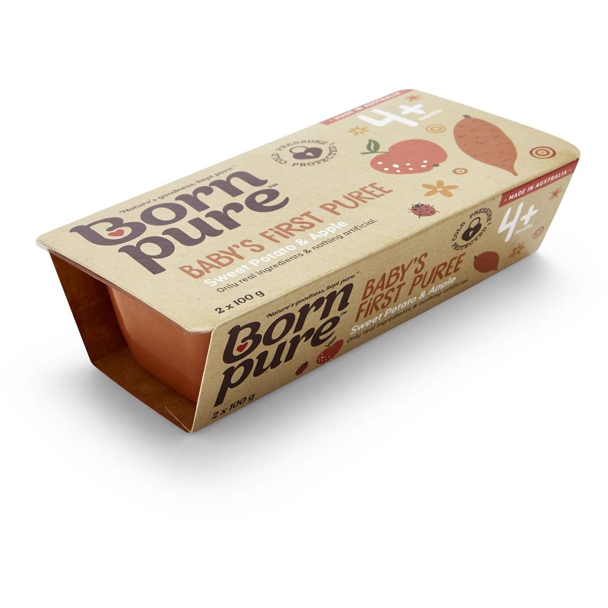 Born Pure Baby Food Sweet Pot & Apple 4+ Months 2x100g | Woolworths