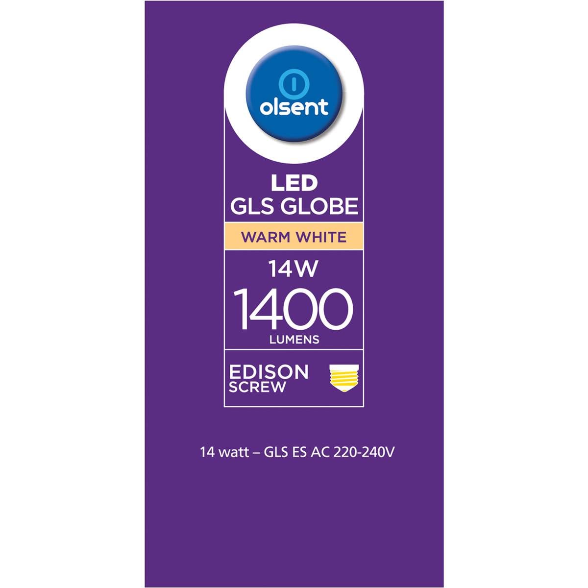 Olsent Led Gls Es 14w 1400lm Ww 2 Pack | Woolworths