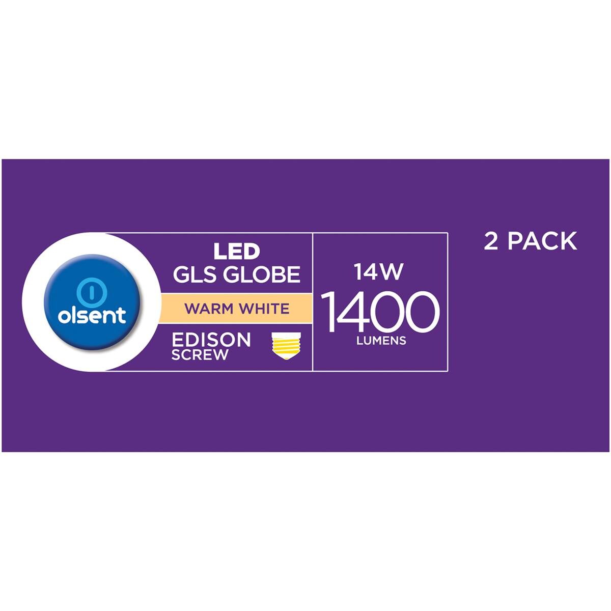 Olsent Led Gls Es 14w 1400lm Ww 2 Pack | Woolworths