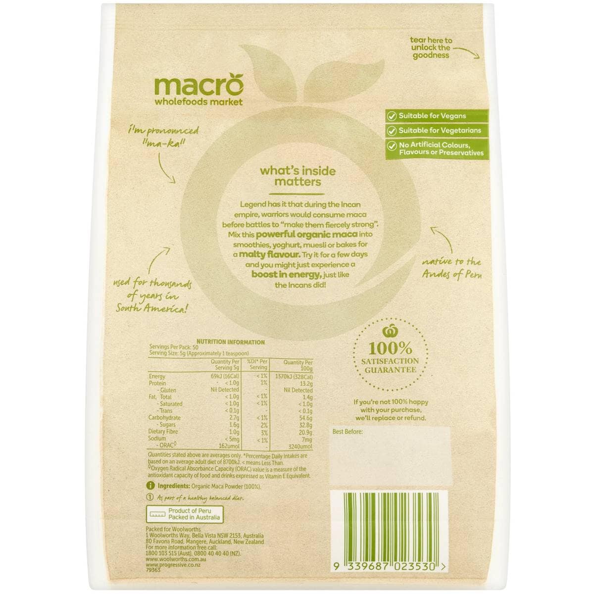 Macro Organic Maca Powder Maca Powder 250g | Woolworths