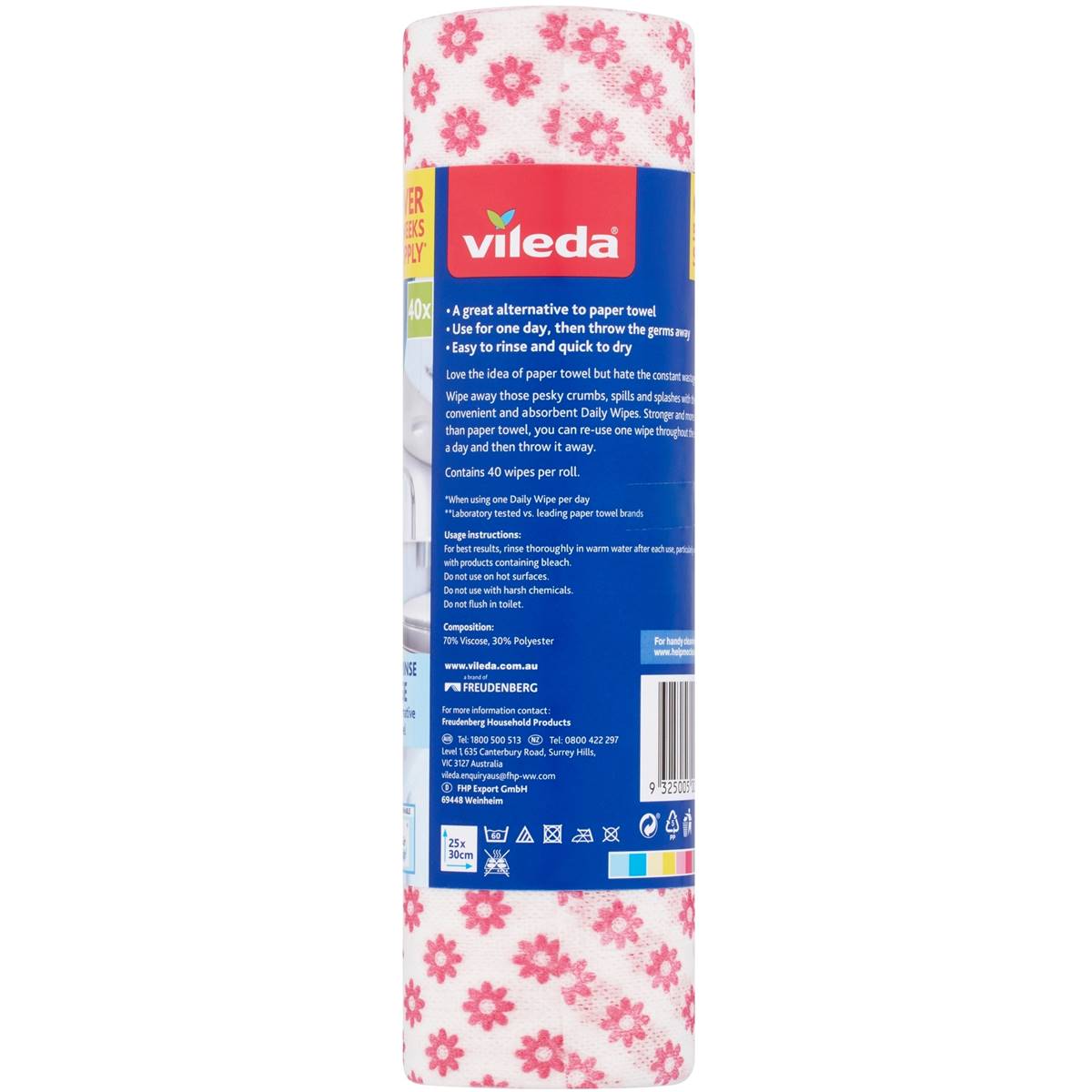 Vileda Multipurpose Daily Wipes 40 Pack | Woolworths