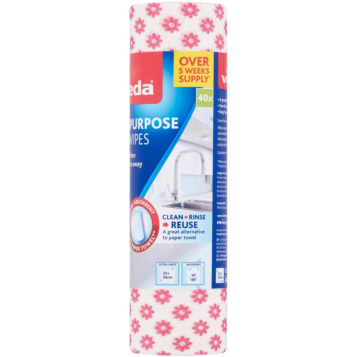 Vileda Multipurpose Daily Wipes 40 Pack | Woolworths