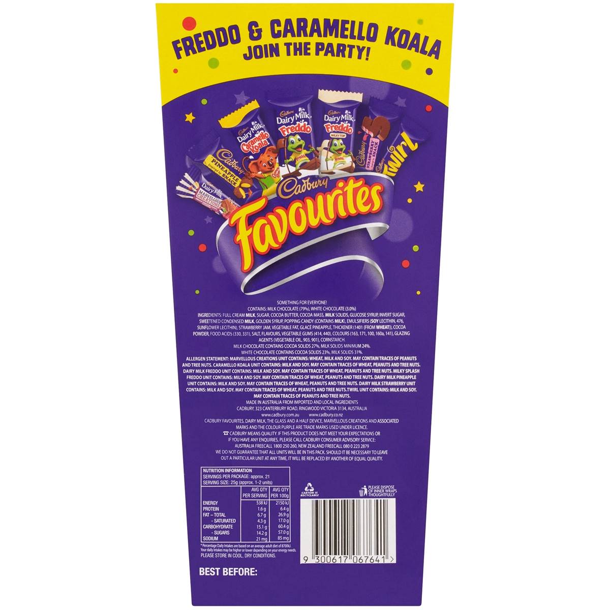 Cadbury Favourites Party Pack 540g | Woolworths