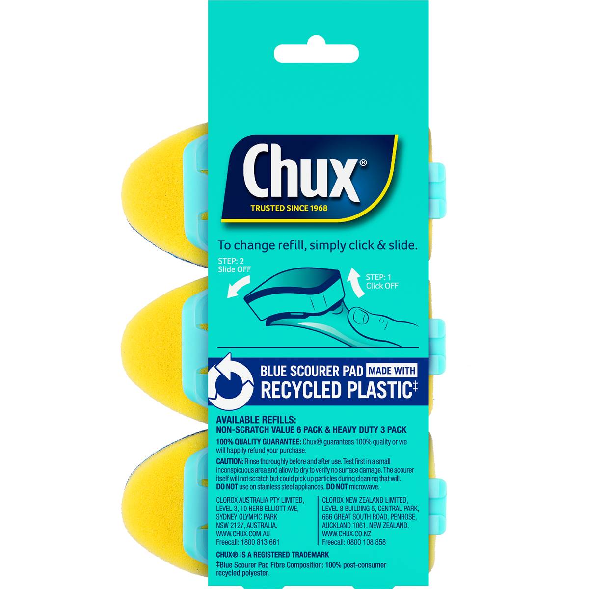 Chux Dishwand Non-scratch Refill 3 Pack | Woolworths