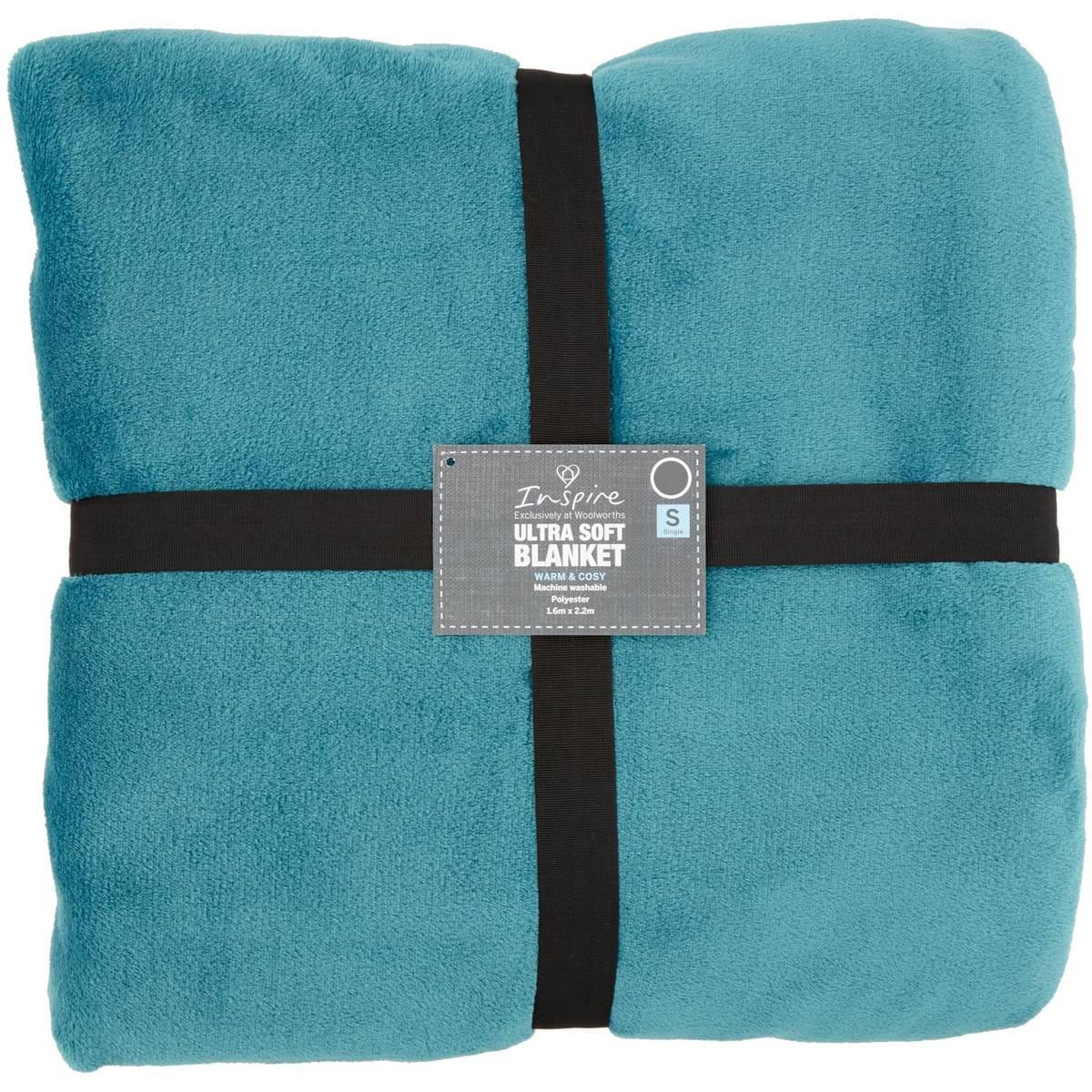 Inspire Ultra Soft Blanket Sb Teal Each | Woolworths