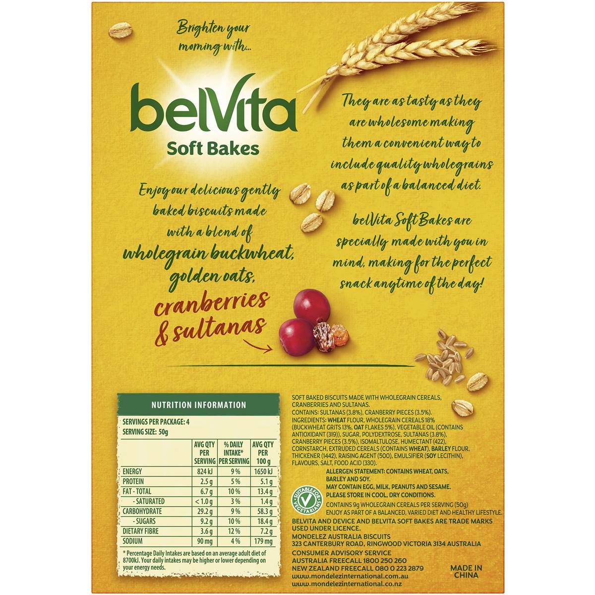Belvita Cranberry & Sultana Soft Bake Biscuits 200g | Woolworths
