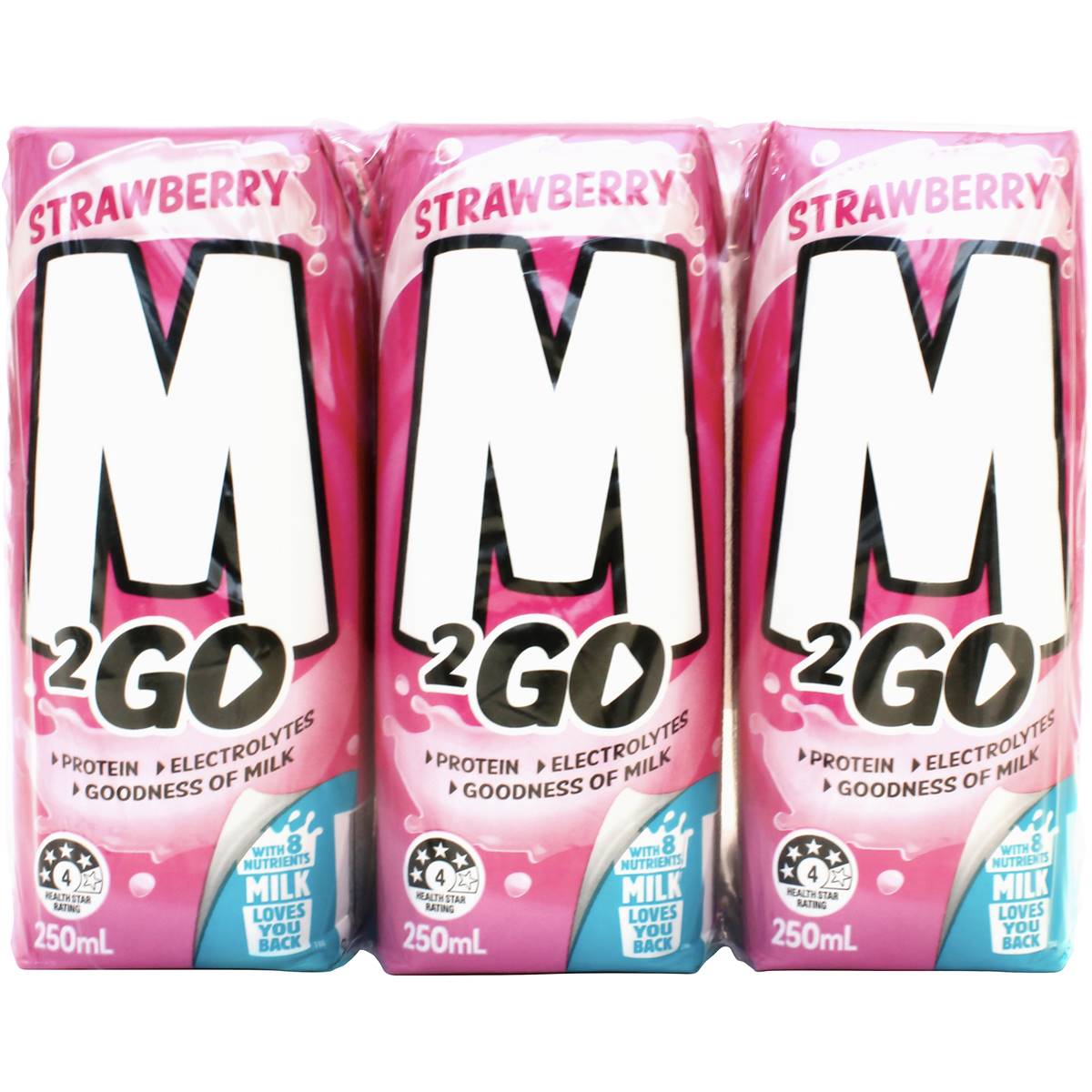M2go Flavoured Milk Strawberry 6x250ml | Woolworths