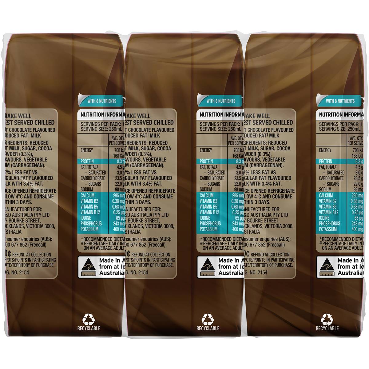 M2go Flavoured Milk Chocolate 6x250ml | Woolworths