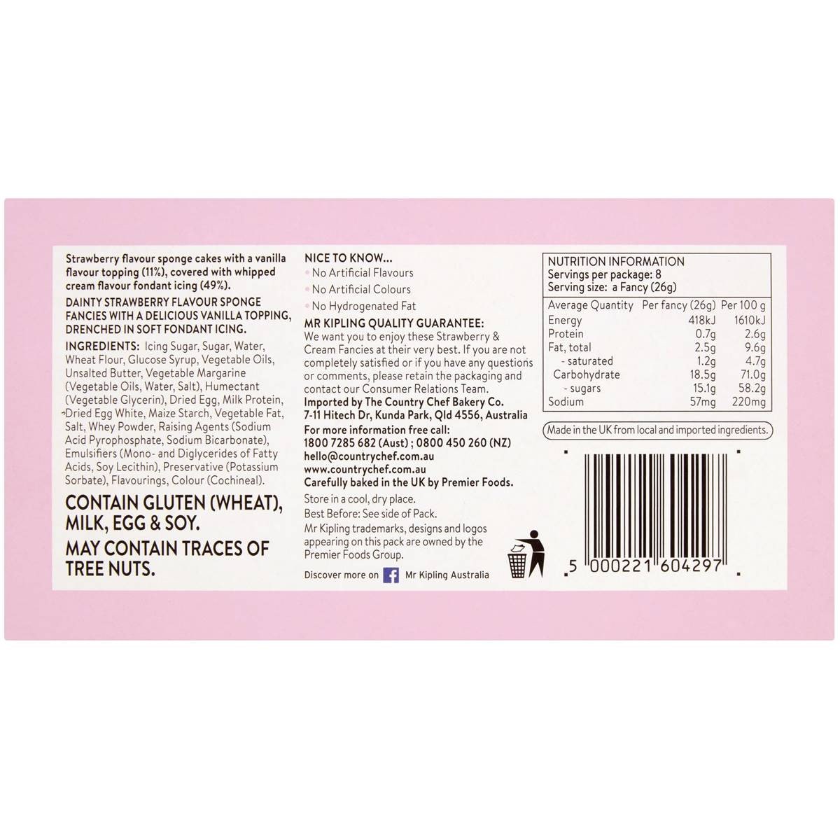 Mr Kipling Strawbery Cream Fancies 8x205g | Woolworths