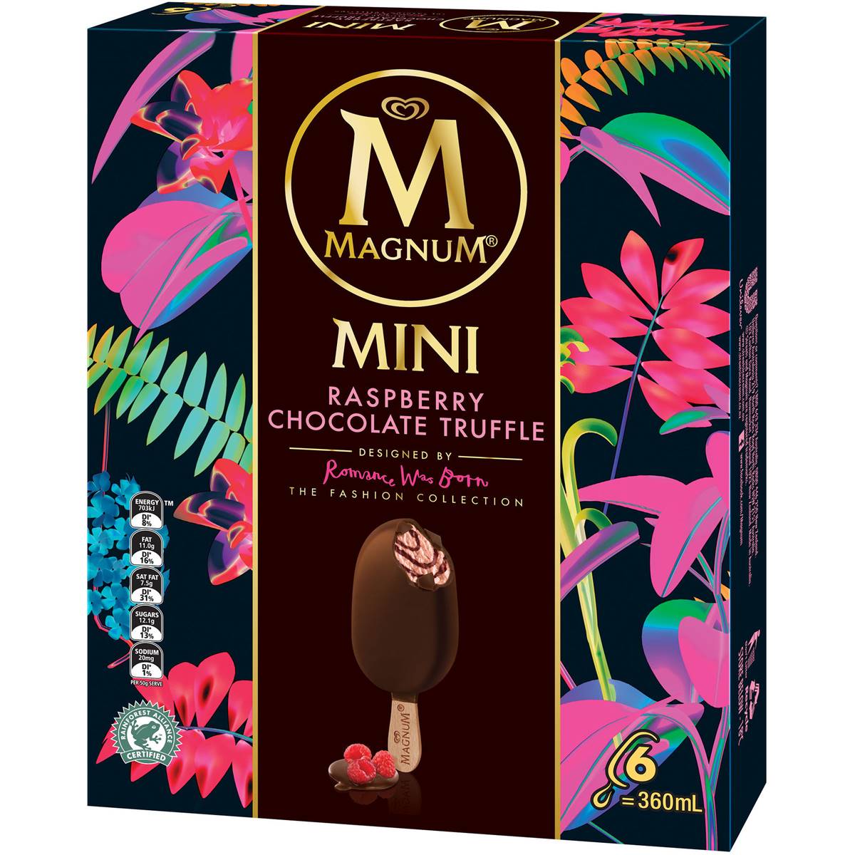 Magnum Mini Ice Cream Raspberry Choc Truffle 6 Pack 360ml | Woolworths