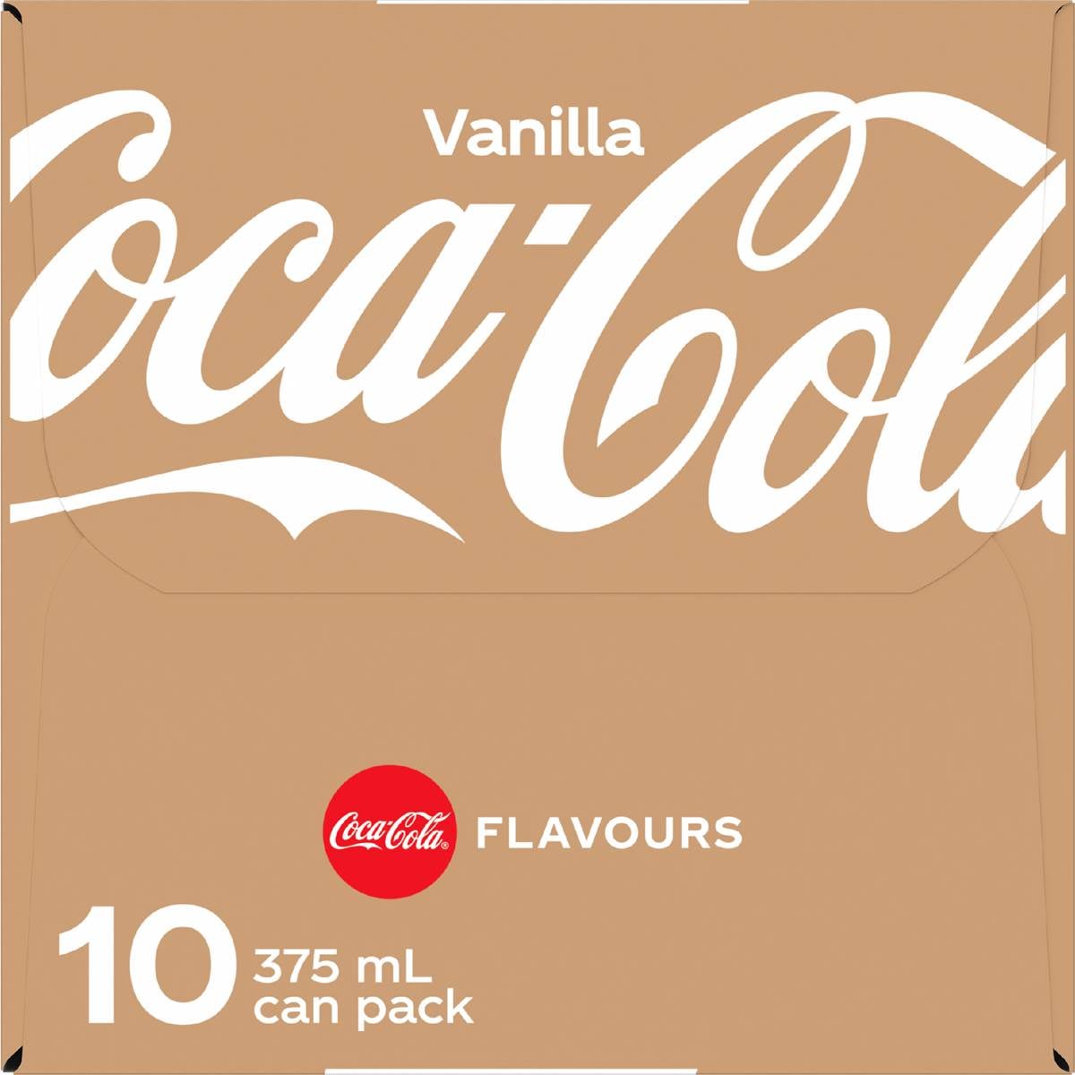 Coca - Cola Vanilla Soft Drink Multipack Cans 375ml X 10 Pack | Woolworths