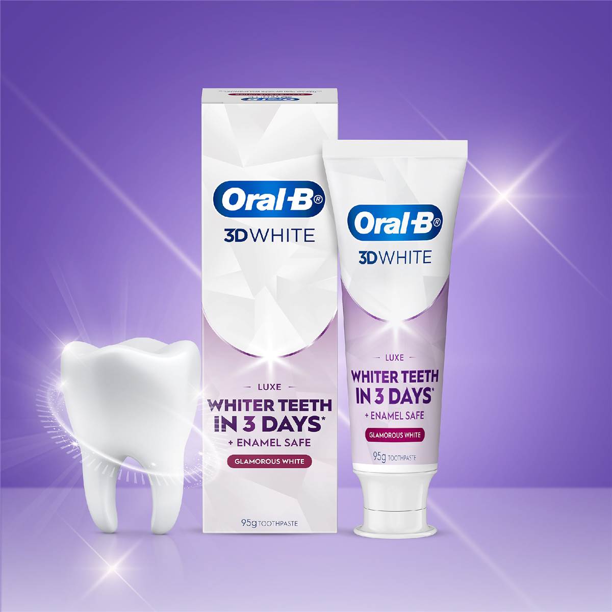 Oral-b 3d White Luxe Glamorous White Fluoride Whitening Toothpaste 95g ...