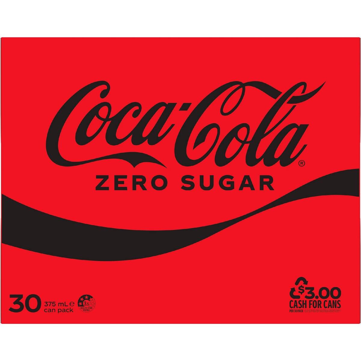 Coca - Cola Zero Sugar Soft Drink Multipack Cans 30 X 375ml | Woolworths