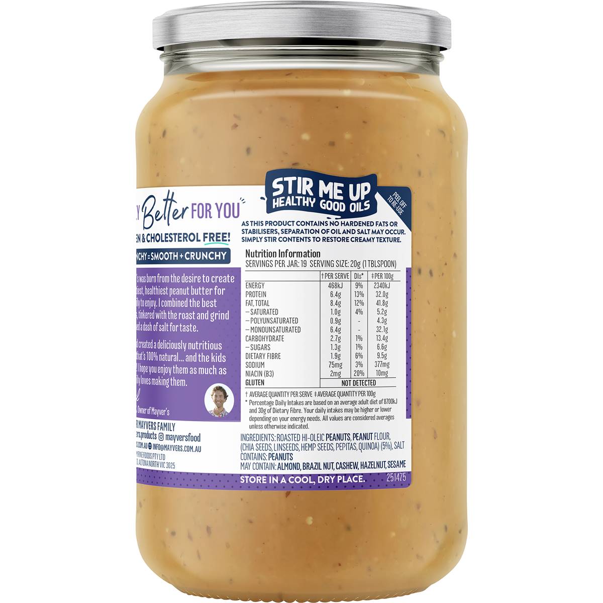 Mayver's Smunchy Protein Plus 5 Seeds Peanut Butter 375g | Woolworths