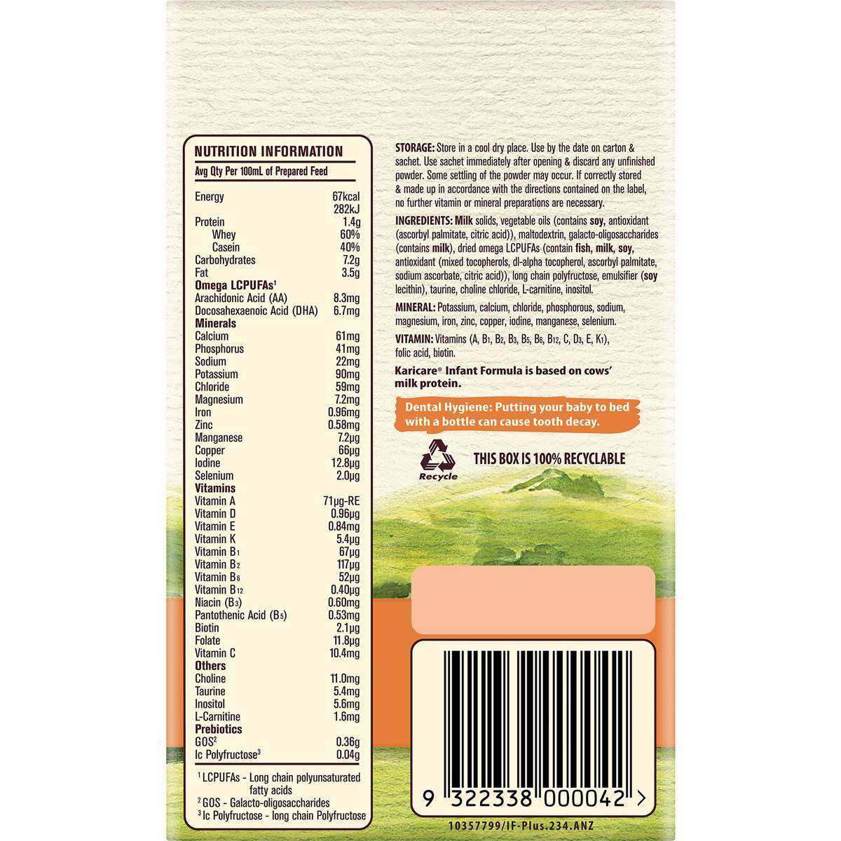 Karicare 1 Baby Infant Formula Sachets From Birth To 6 Months 21.9g X5 ...