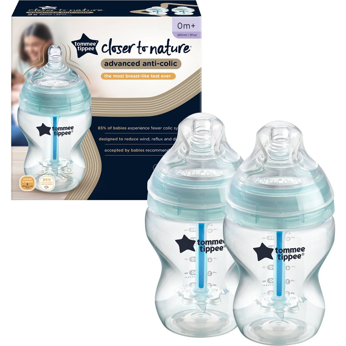 Tommee Tippee Advanced Anti Colic Feeding Bottle 260ml 2 Pack | Woolworths