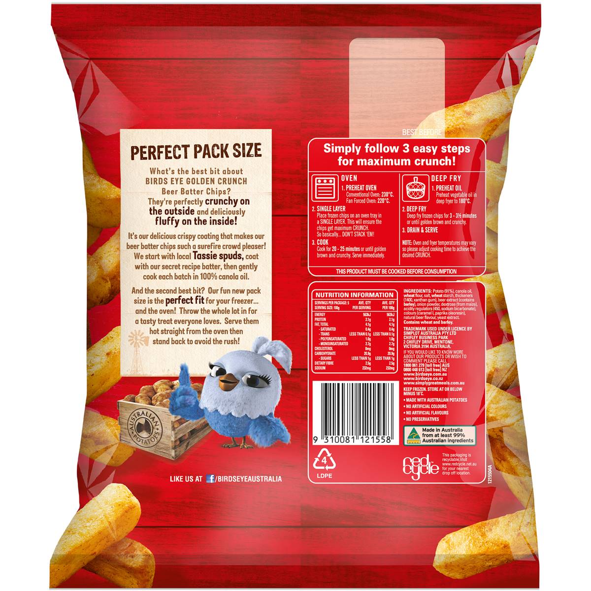 Birds Eye Golden Crunch Frozen Chips In Beer Batter 500g | Woolworths
