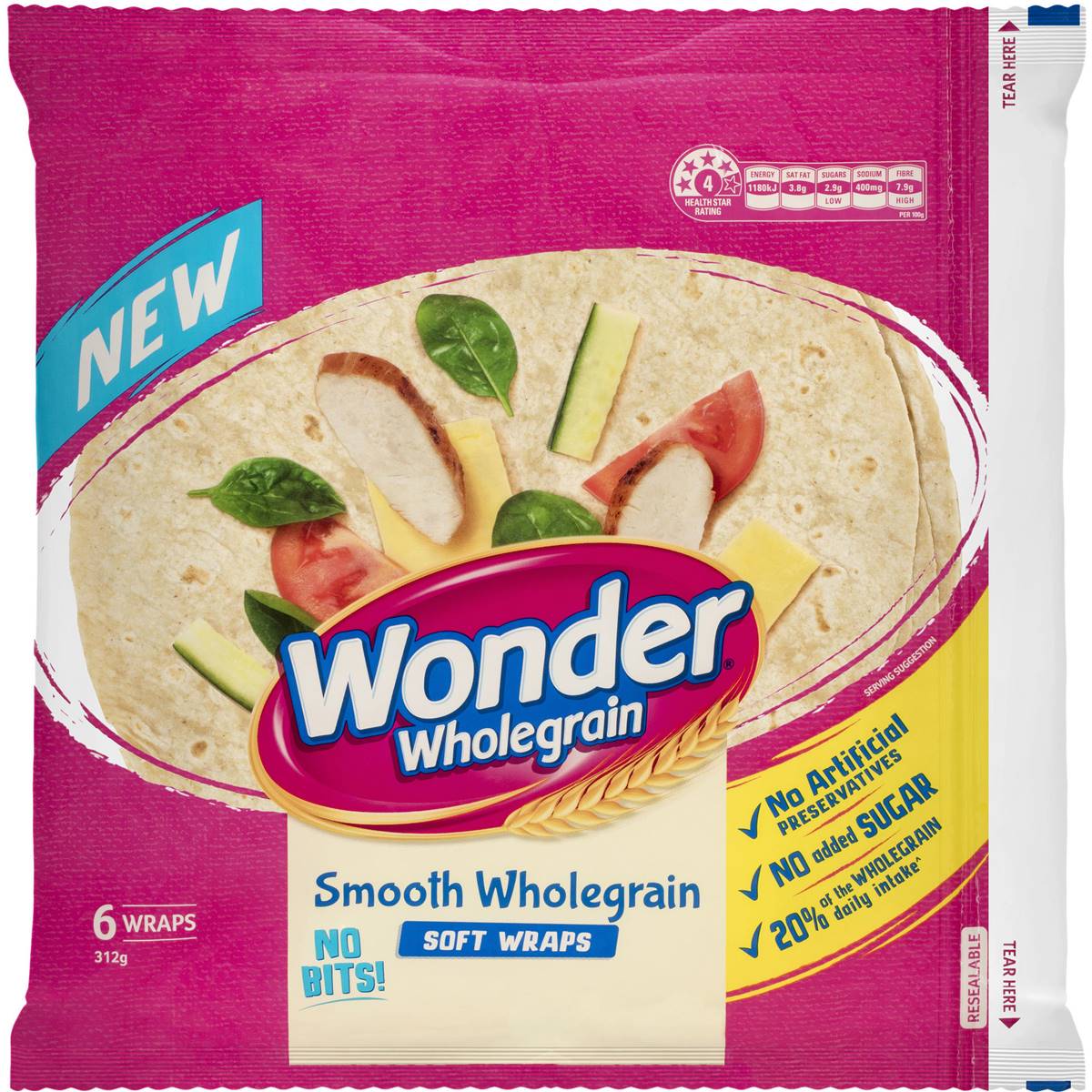 Wonder Wholegrain Wrap 6 Pack | Woolworths