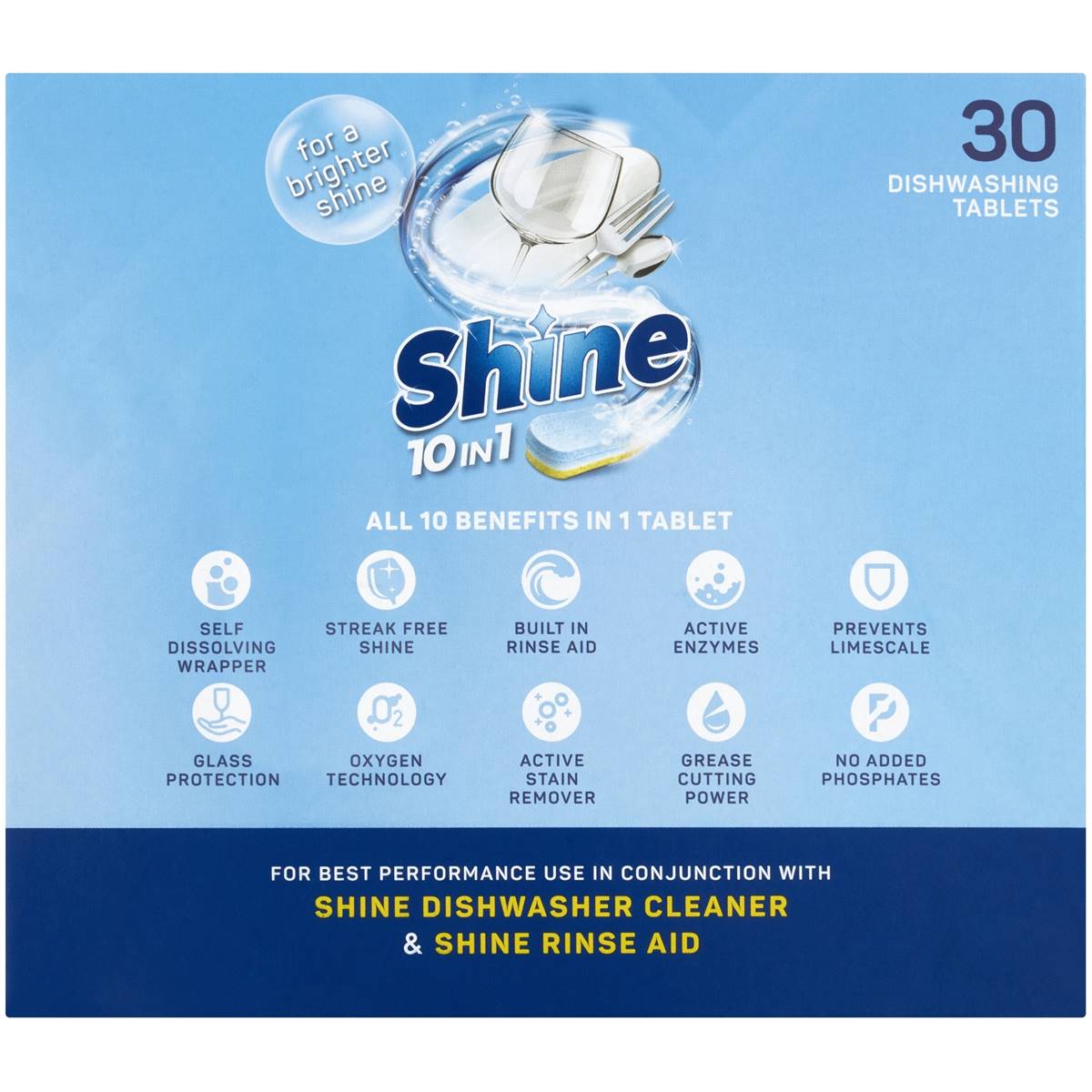 Shine Dishwasher Tablets 10-in-1 30 Pack | Woolworths