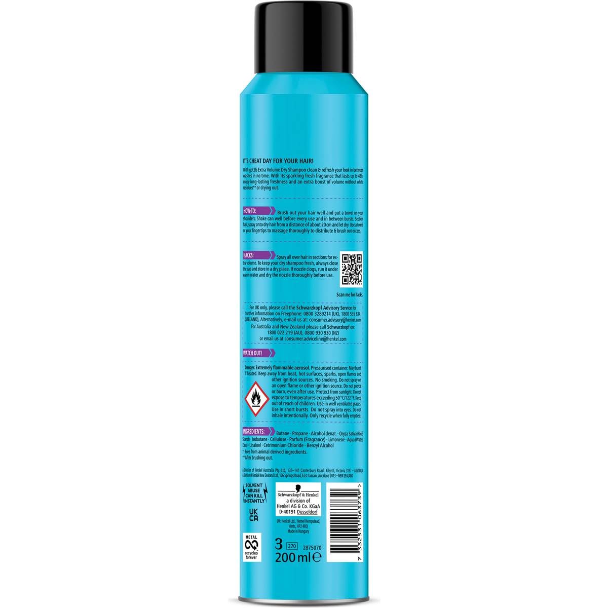 Got2b Fresh It Up Extra Volume Dry Shampoo 200ml | Woolworths