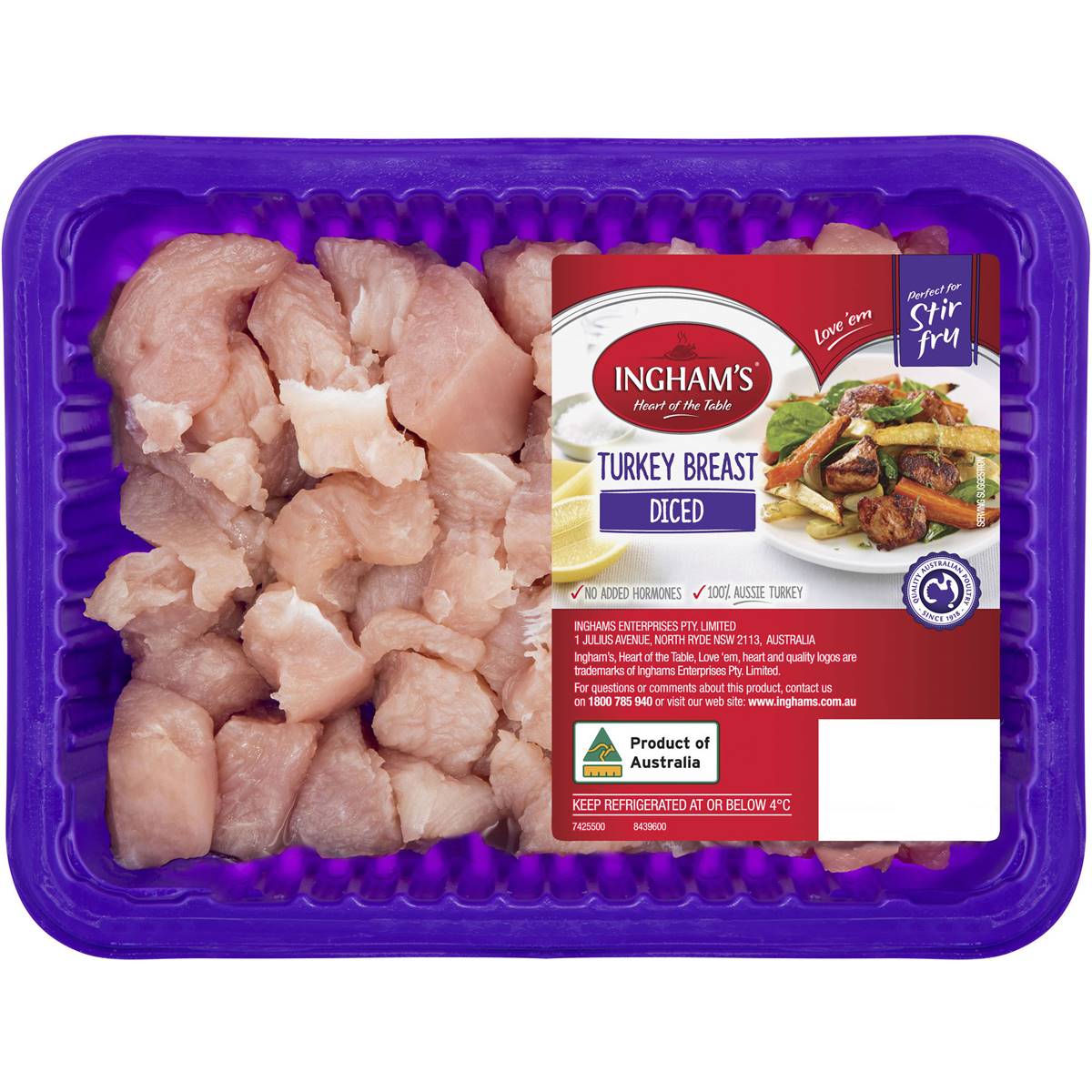 Ingham's Turkey Breast Diced 450g - 550g | Woolworths