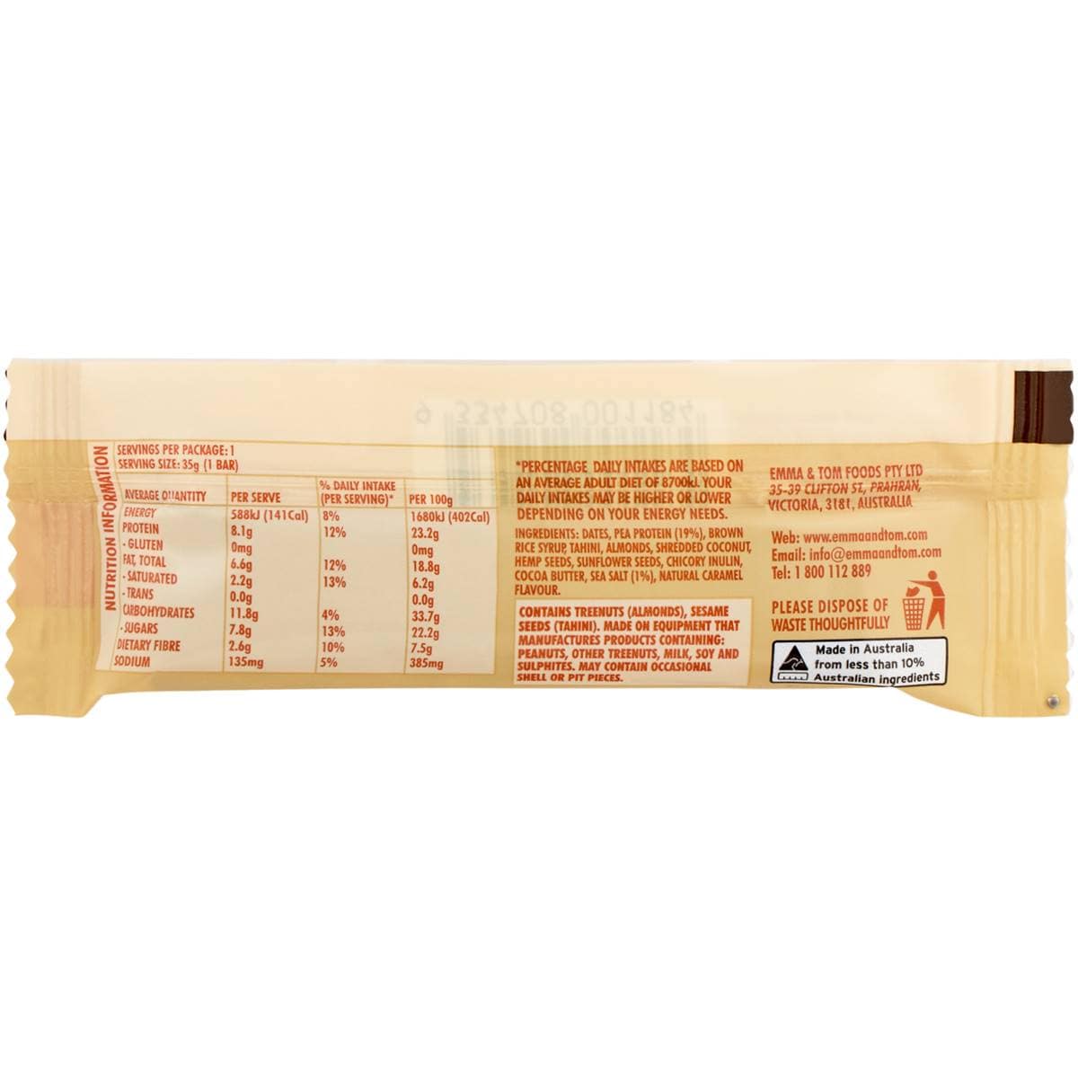 Emma & Tom's Salted Caramel Protein Bar 35g | Woolworths