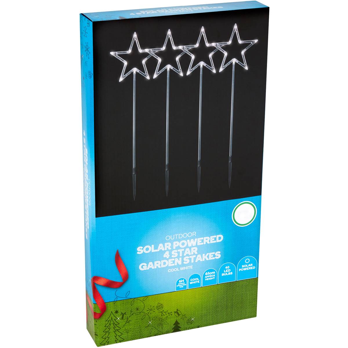 Christmas Solar Powered Star Garden Stakes 4 Pack | Woolworths