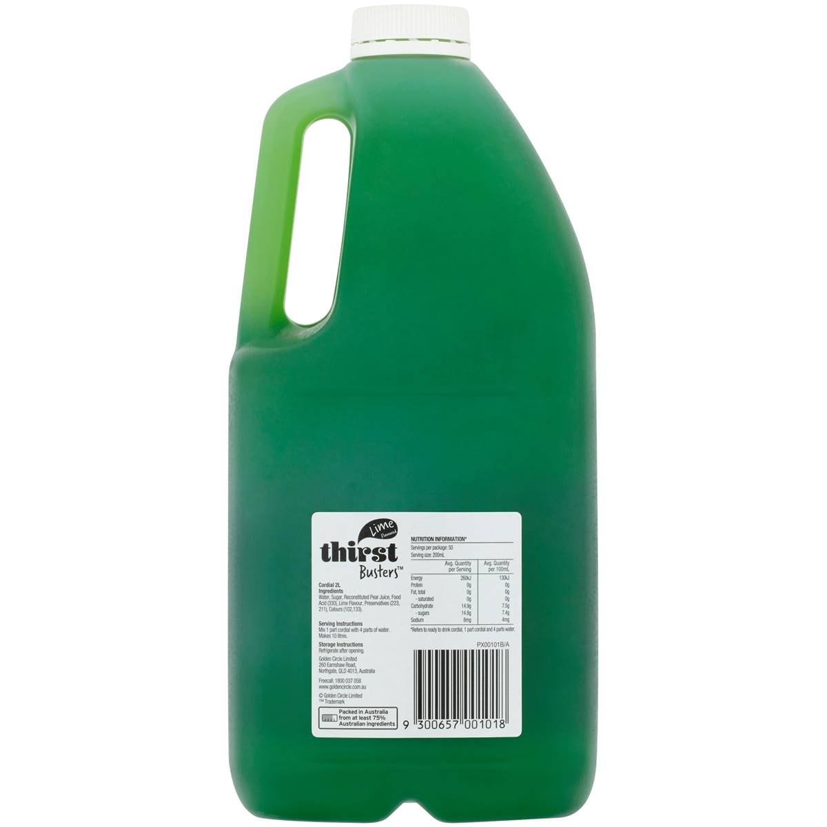 Thirst Busters Lime Cordial 2l | Woolworths