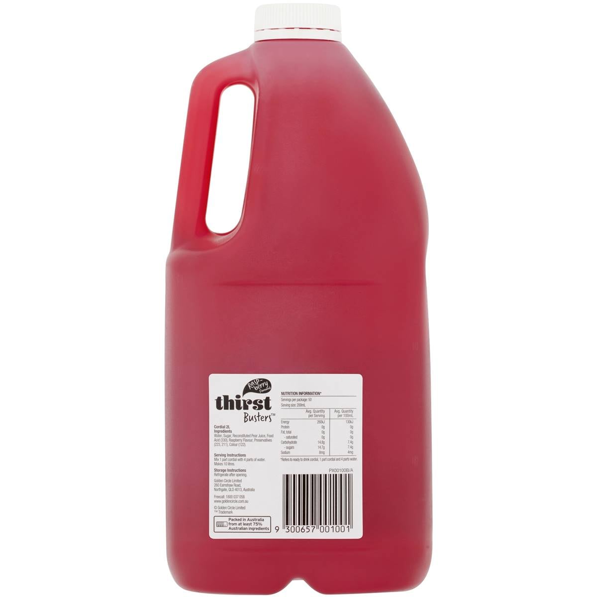 Thirst Busters Raspberry Cordial 2l | Woolworths