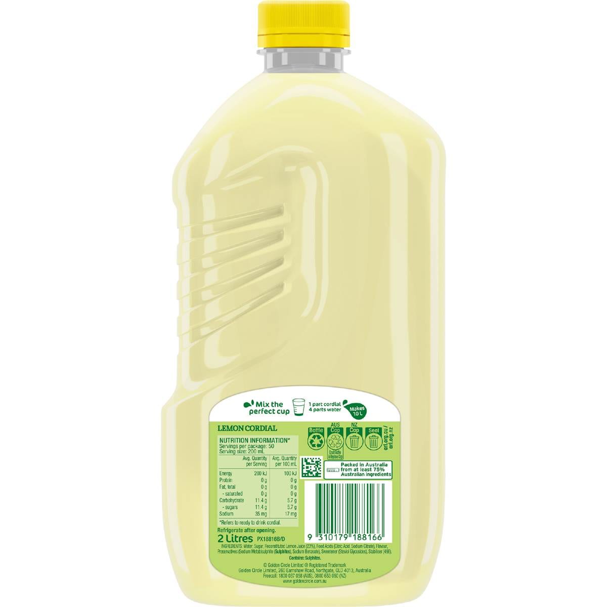 Golden Circle Cordials Lemon Cordial 2l | Woolworths