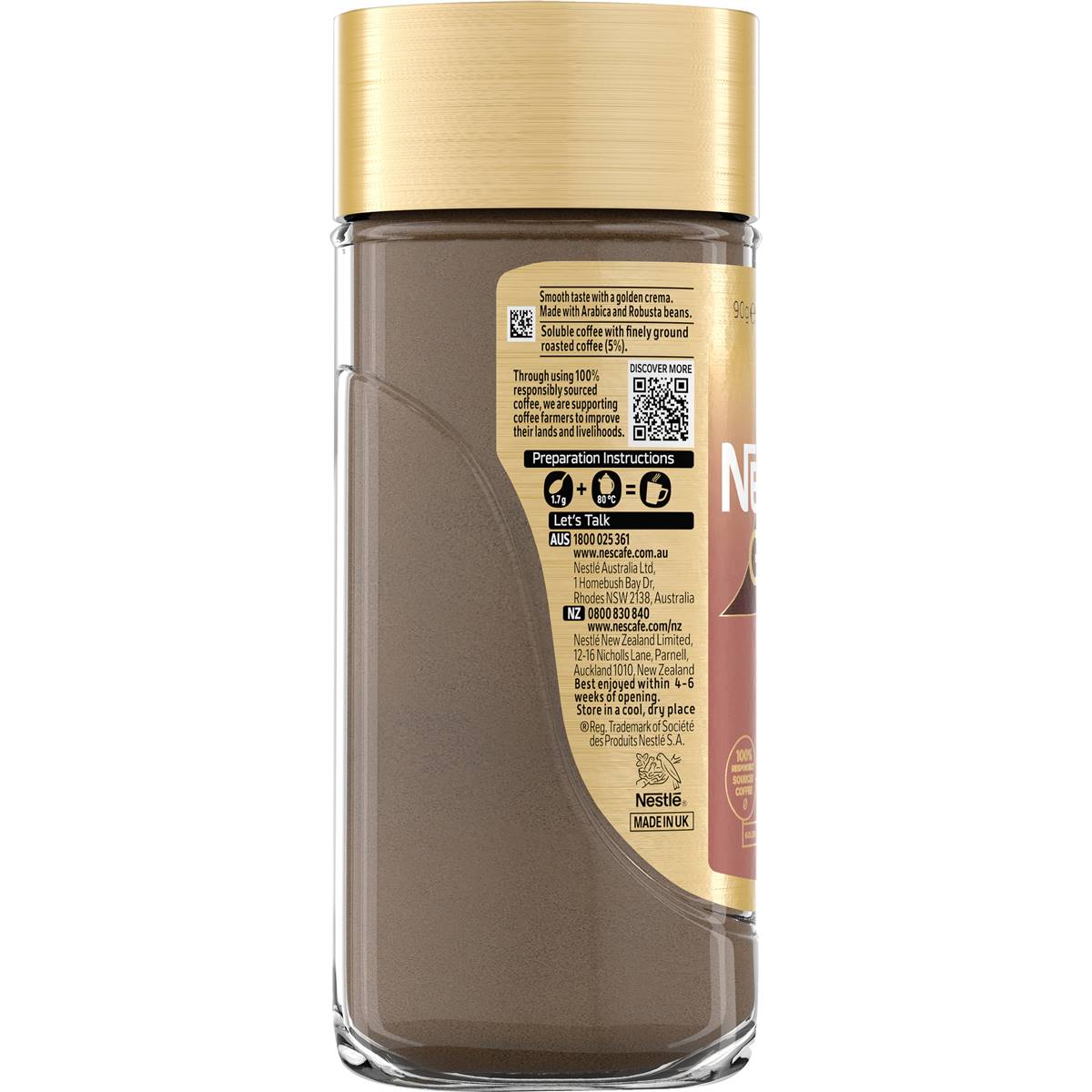 Nescafe Gold Smooth Soluble Instant Coffee 90g | Woolworths