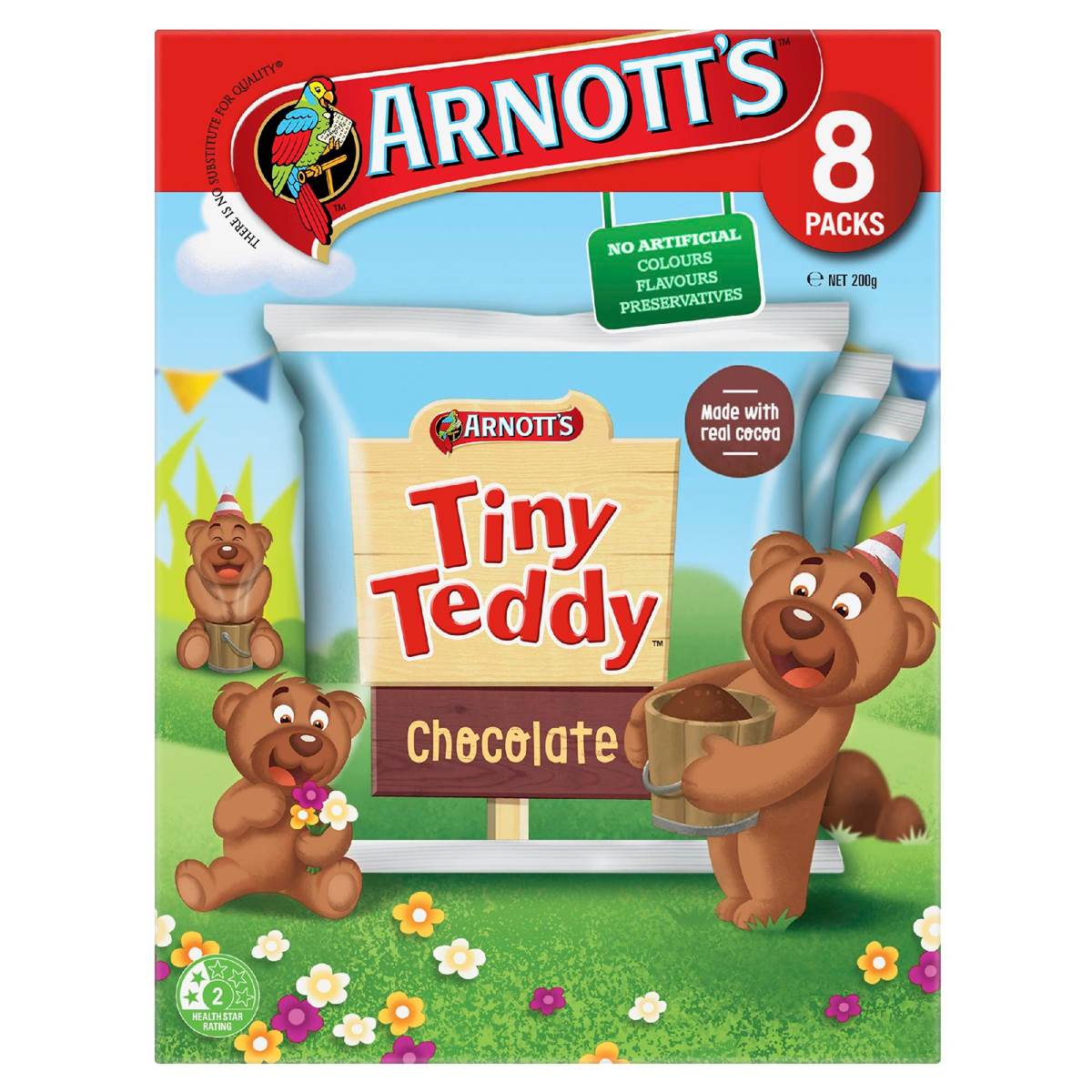 Arnott's Tiny Teddy Chocolate Multipack Biscuits 8 Pack | Woolworths