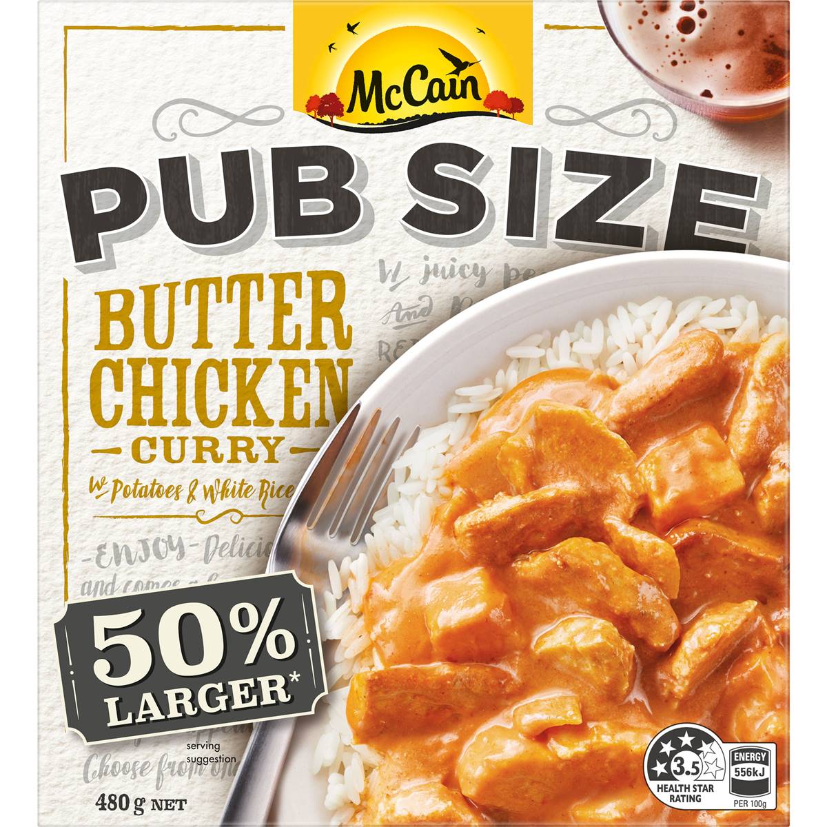 Mccain Pub Size Butter Chicken Frozen Meal 480g | Woolworths