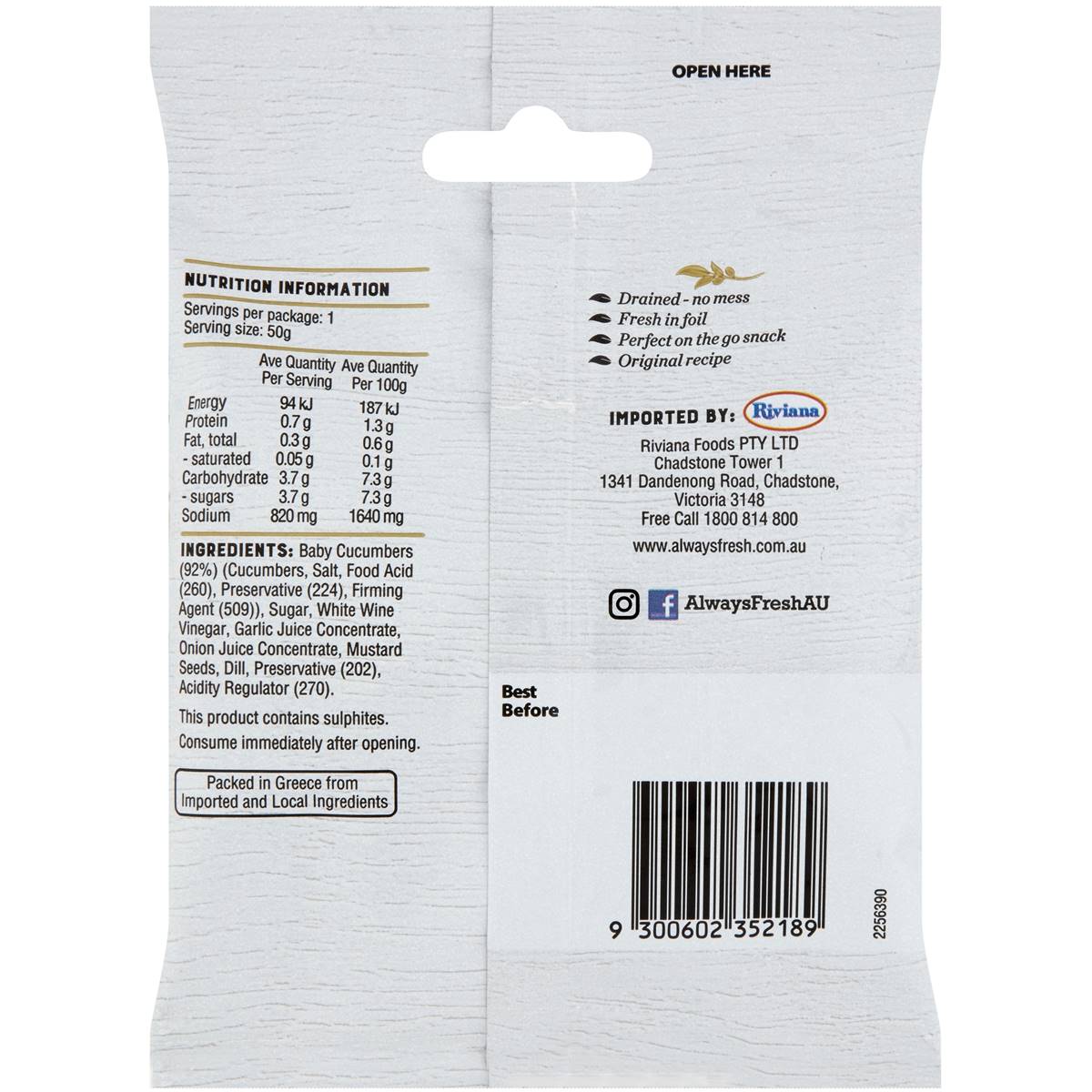 Always Fresh Baby Cucumbers 50g | Woolworths