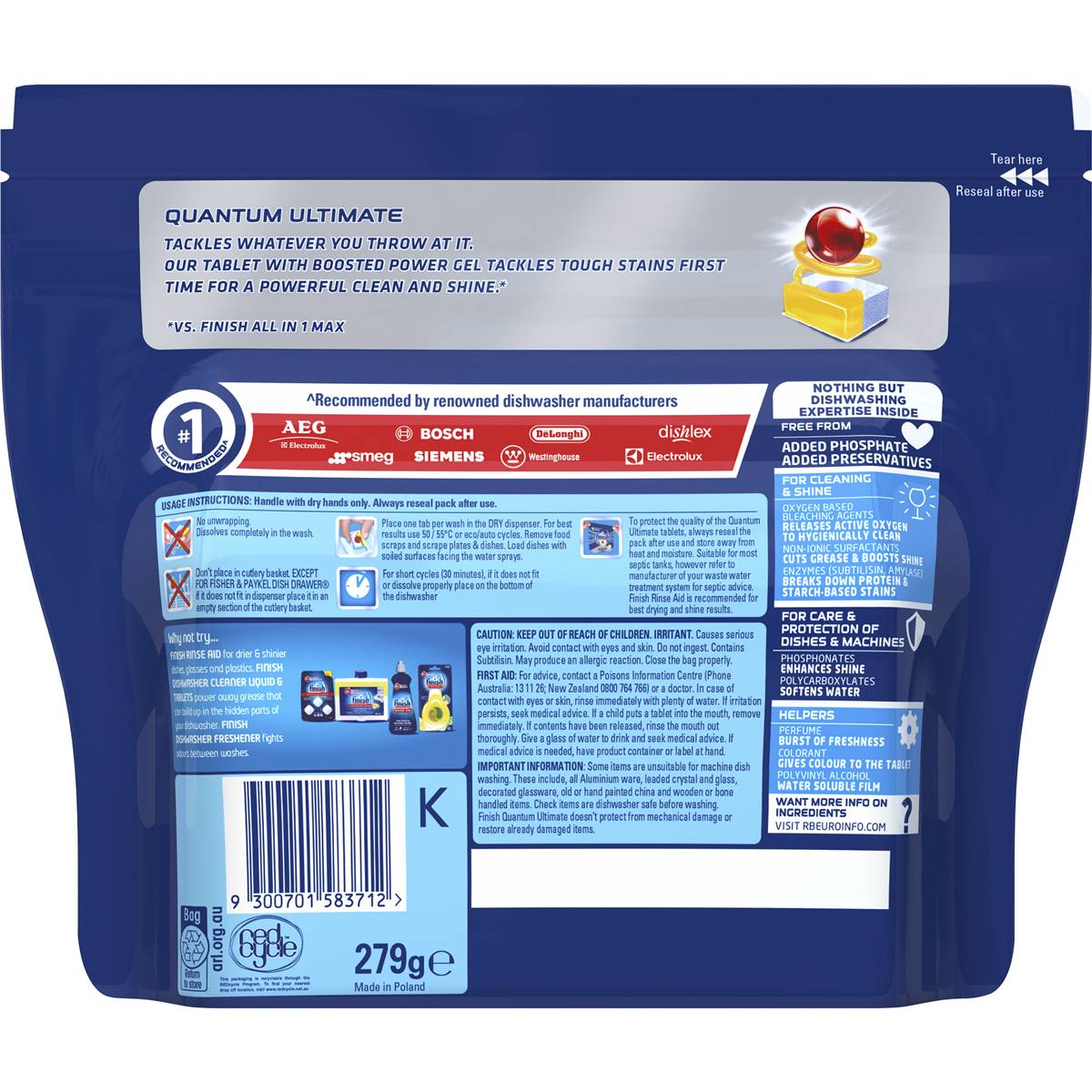 Finish Quantum Ultimate Lemon Sparkle Dishwasher Tablets 18 Pack ... Finish Quantum Ultimate Lemon Sparkle Dishwasher Tablets 18 Pack ...