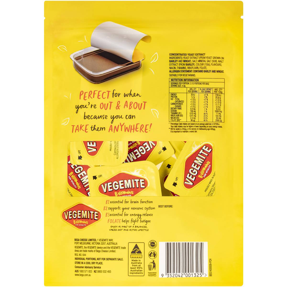 Vegemite Portions 10 Pack | Woolworths